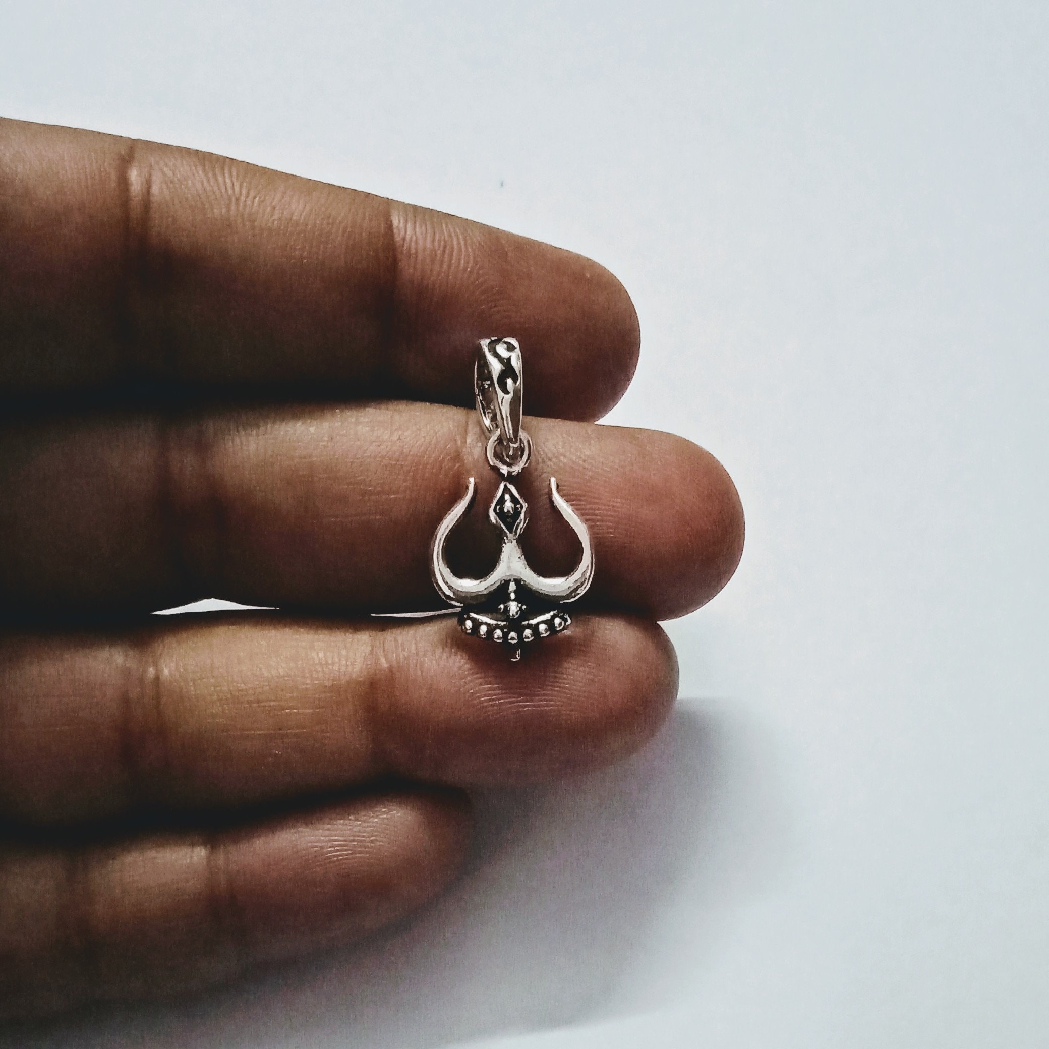 Trident Pendant Sterling Silver Pendant 925 Tiny Pendant - Etsy UK