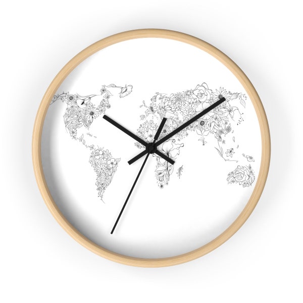 World Map Wall Clock - Etsy