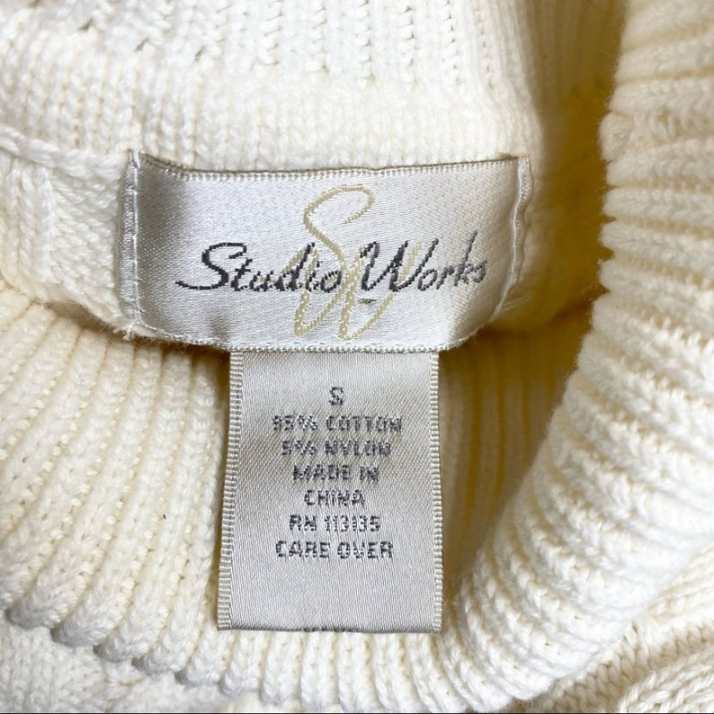 Studio Works Cable Knit Turtleneck Sweater Size Small - Etsy