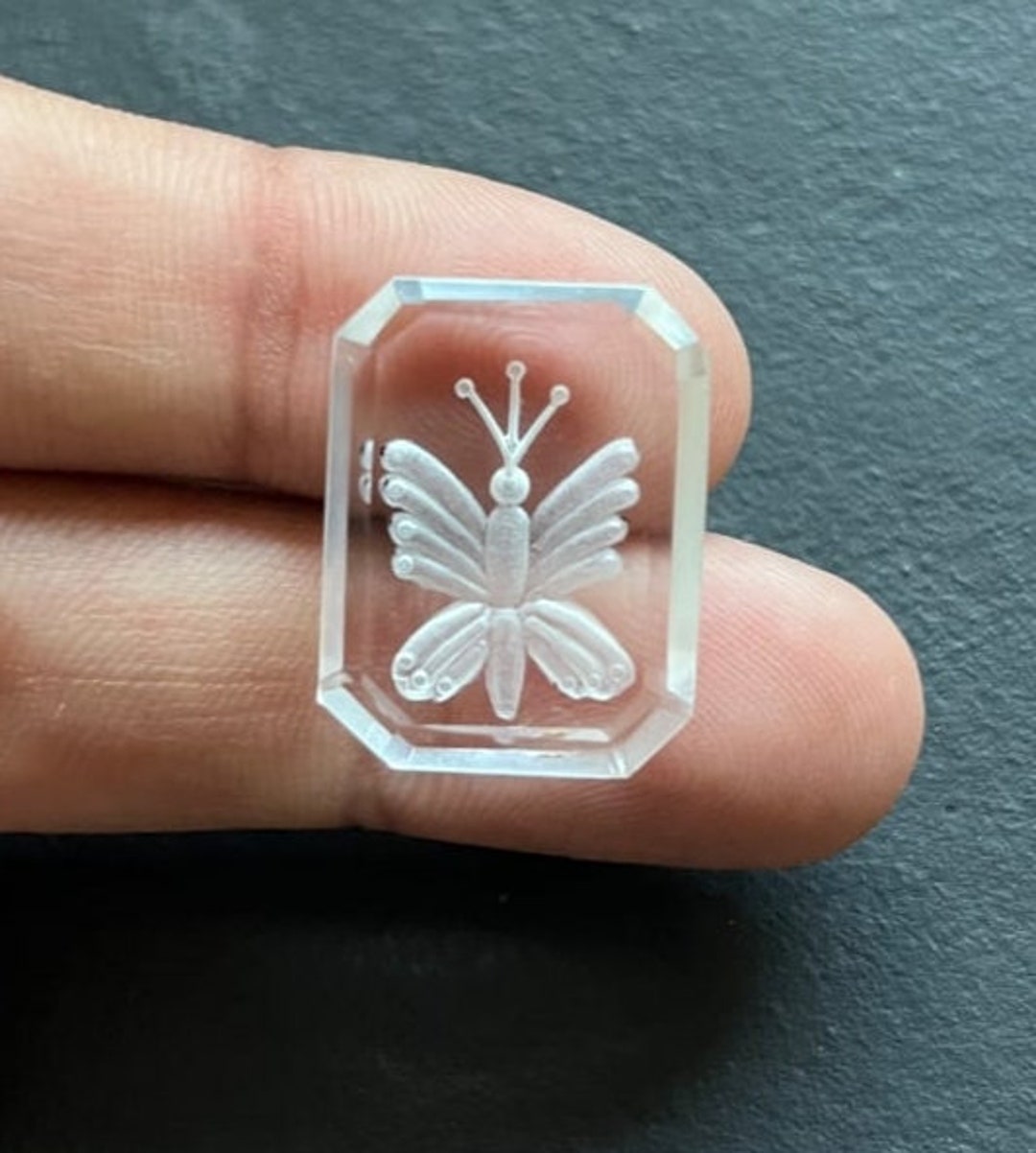 Gemstone,rock Crystal Intaglio Carving,intaglio Butterfly Carved ...