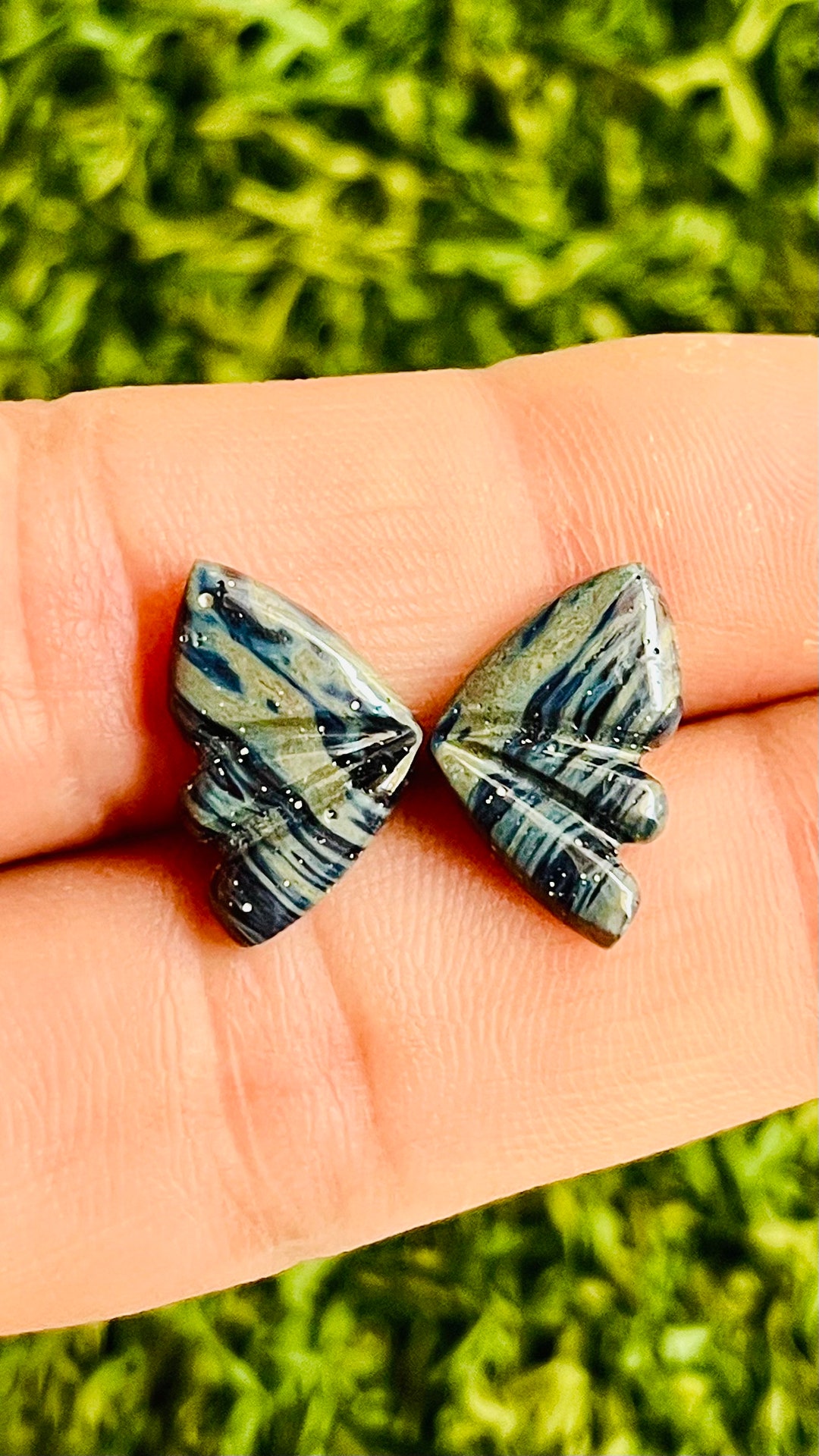 Sieber Agate Butterfly Wings Hand Carved Loose Gemstone Jewelry Making ...