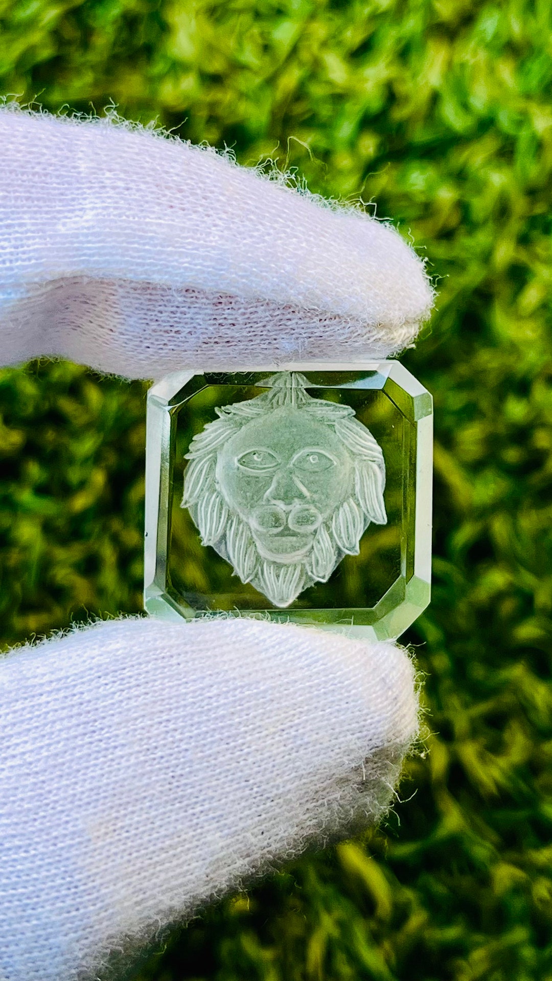 Rock Crystal Intaglio Lion Face Carving Design Hand Made Carved ...