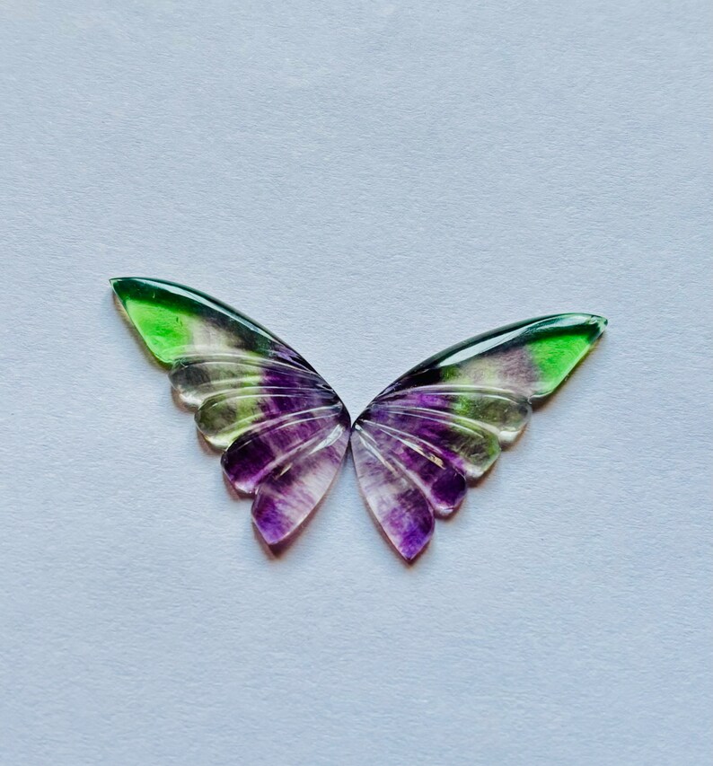 Fluorite Handmade Butterfly Carving Wings Loose Gemstone Jewellery ...