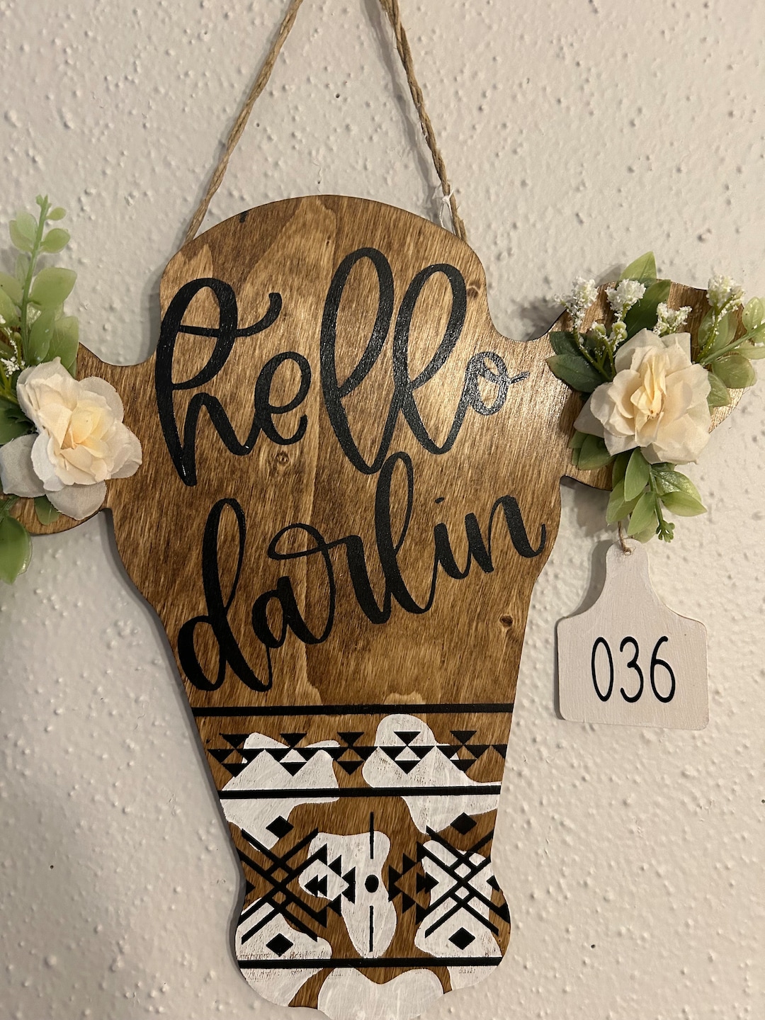 Hello Darlin Cowhead Sign - Etsy