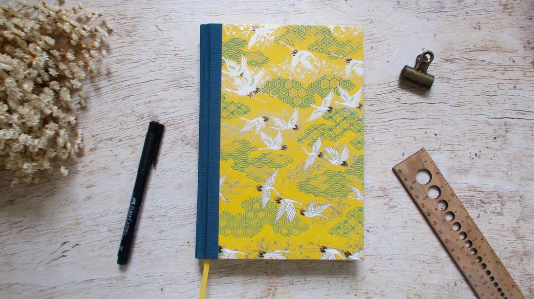 Handmade A5 Perpetual Diary - Yellow Cranes - Etsy