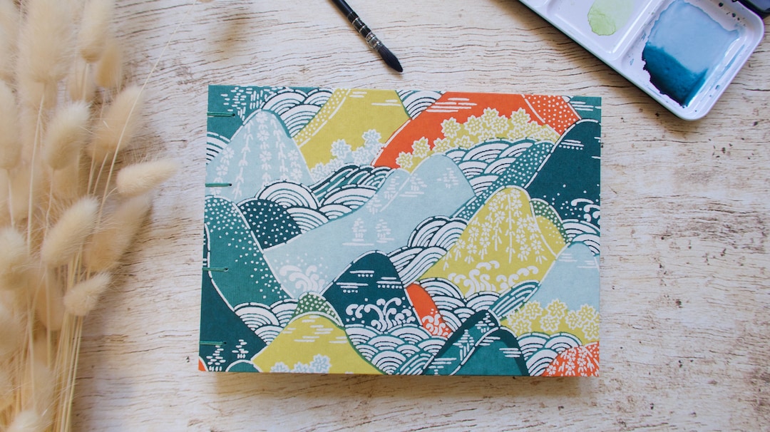 A5 Size Handmade Landscape Watercolor Discovery Notebook With Coptic ...