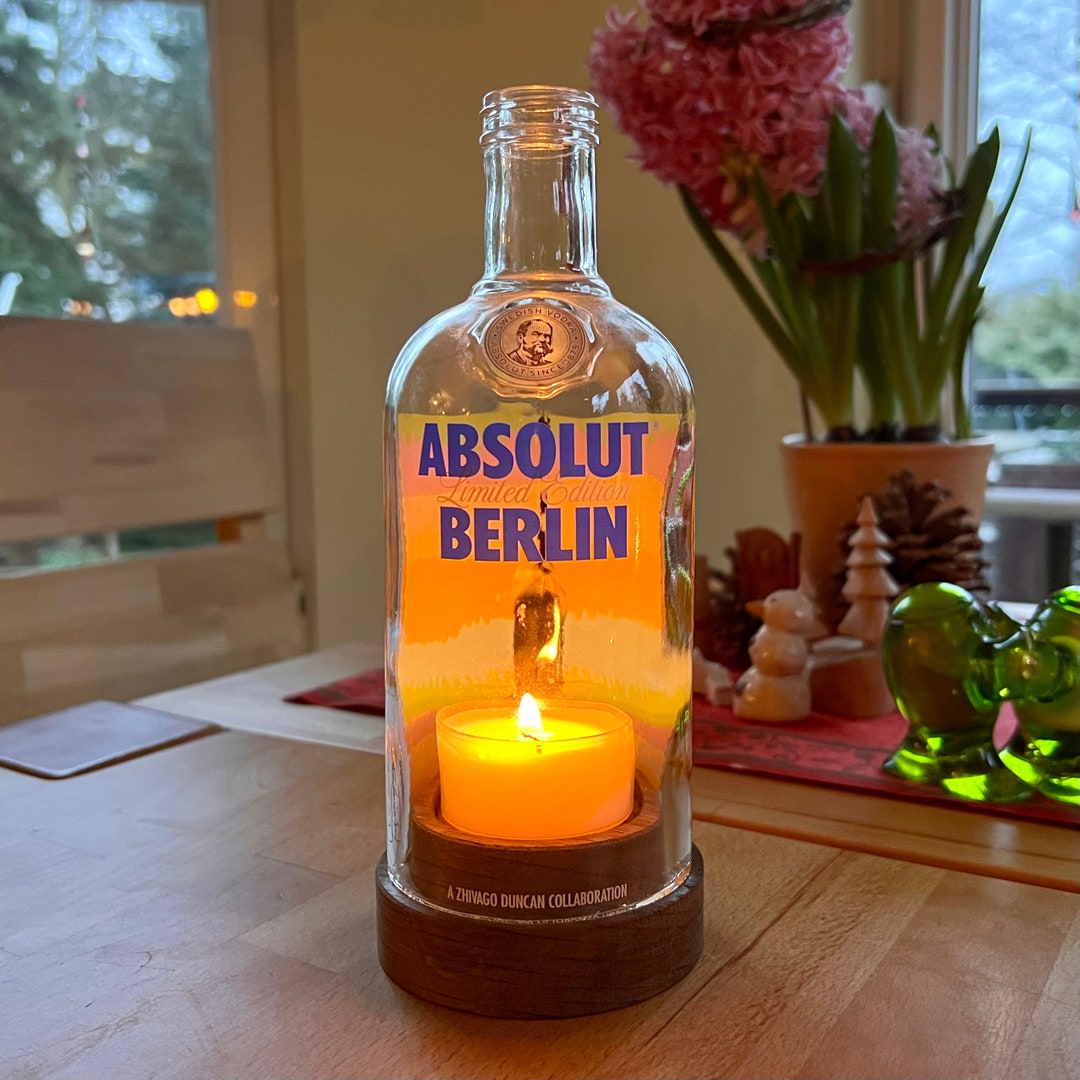 Handgefertigtes Windlicht Aus Absolut Vodka Flasche Gedrechselter ...