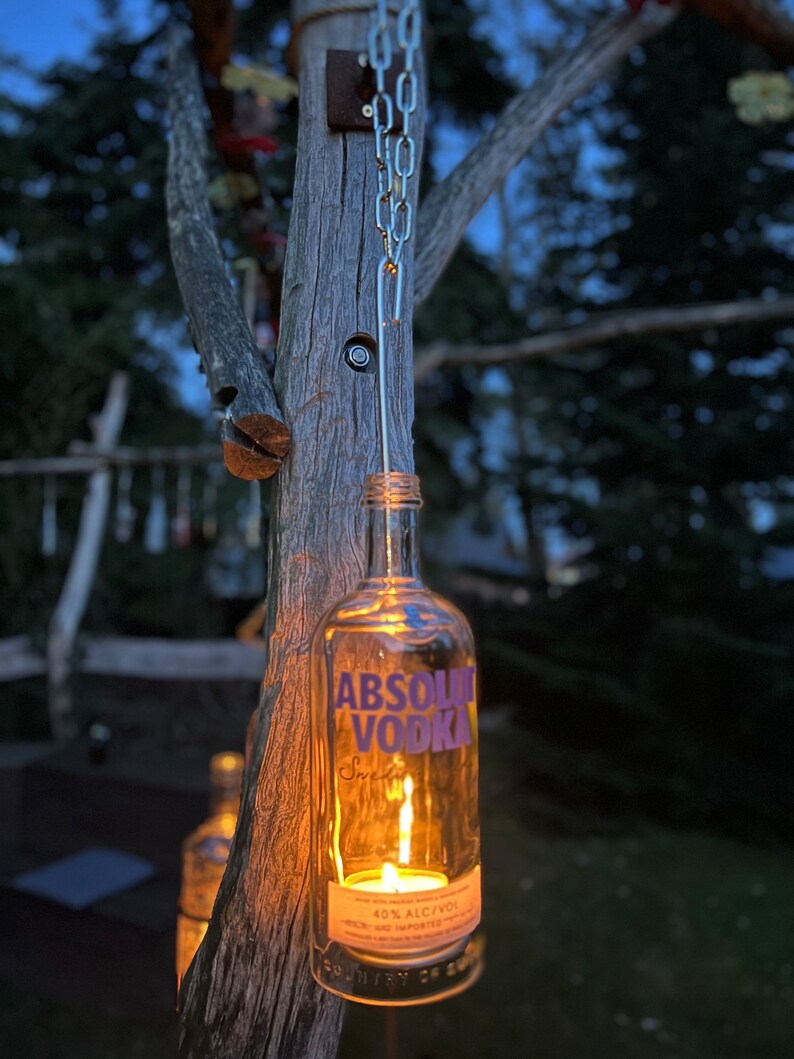 Lantern Made From Absolut Standard Vodka Bottle - With a Picture of the ...