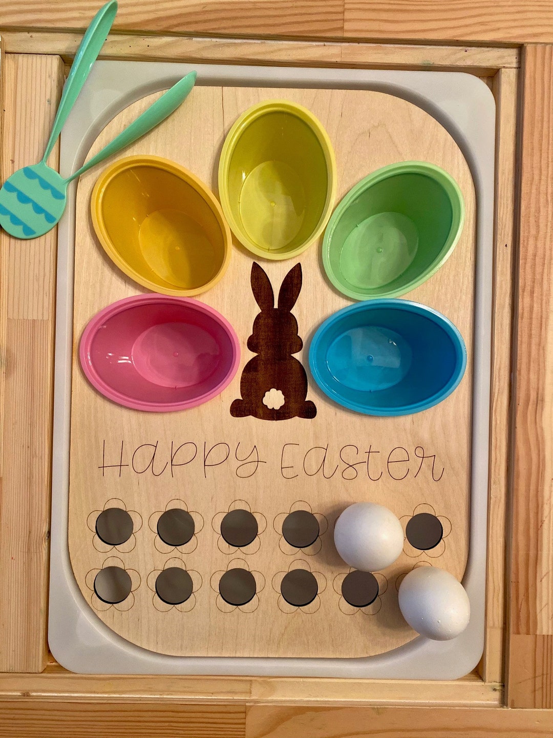 FLISAT Table Easter Egg Dye Bin Inserts - Insert Only - Wooden Insert ...