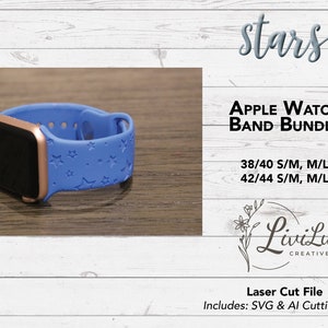 Stars Flower Watch Band Design SVG & AI Bundle: Laser Engrave (digital ...
