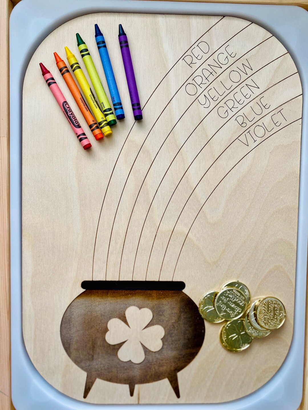 FLISAT Table St Patricks Day Rainbow Bin Inserts - Insert & Crayons ...