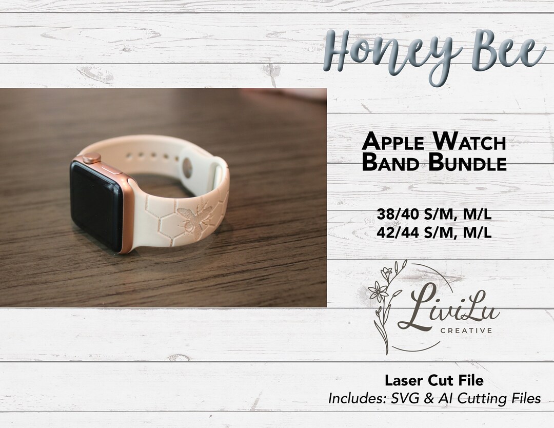 Honey Bee Watch Band Design SVG & AI Bundle, Silicone Band, Laser ...