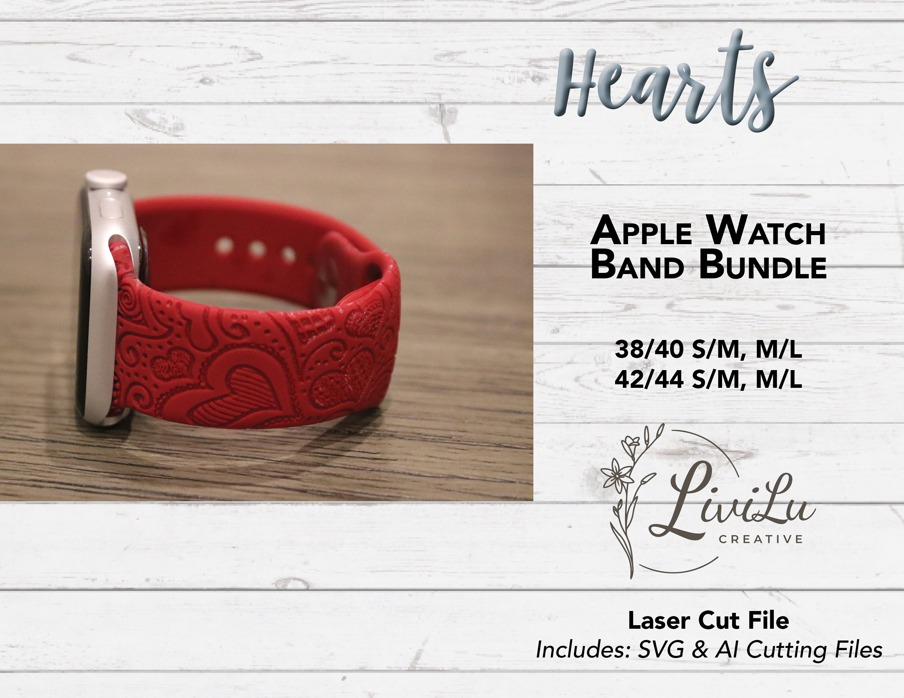 Hearts Watch Band Design SVG & AI Bundle: Laser Cut File - Etsy