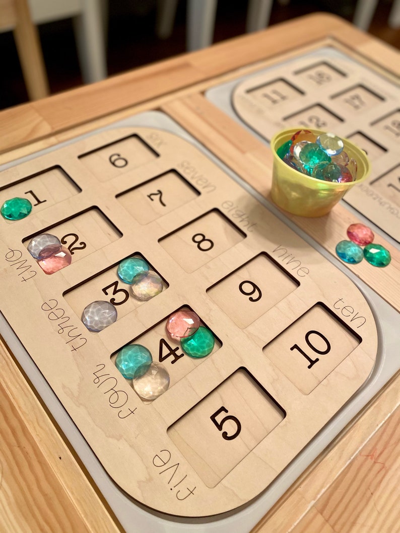 Wooden Counting Insert: Montessori Sensory Bin for IKEA FLISAT Table - Etsy