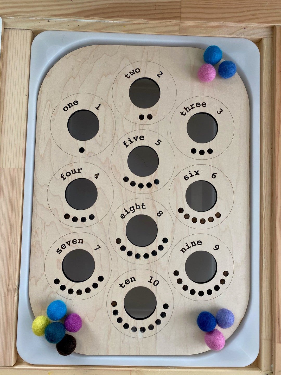 FLISAT Insert: Wooden Numbers Sorter, Sensory Bin - Etsy