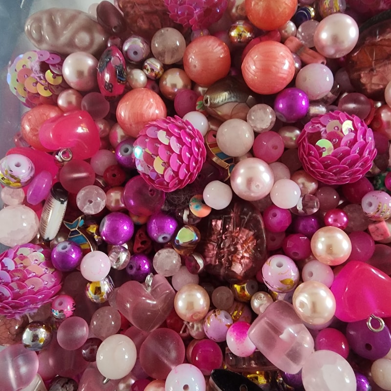 Pink Glass Beads Assorted - Etsy
