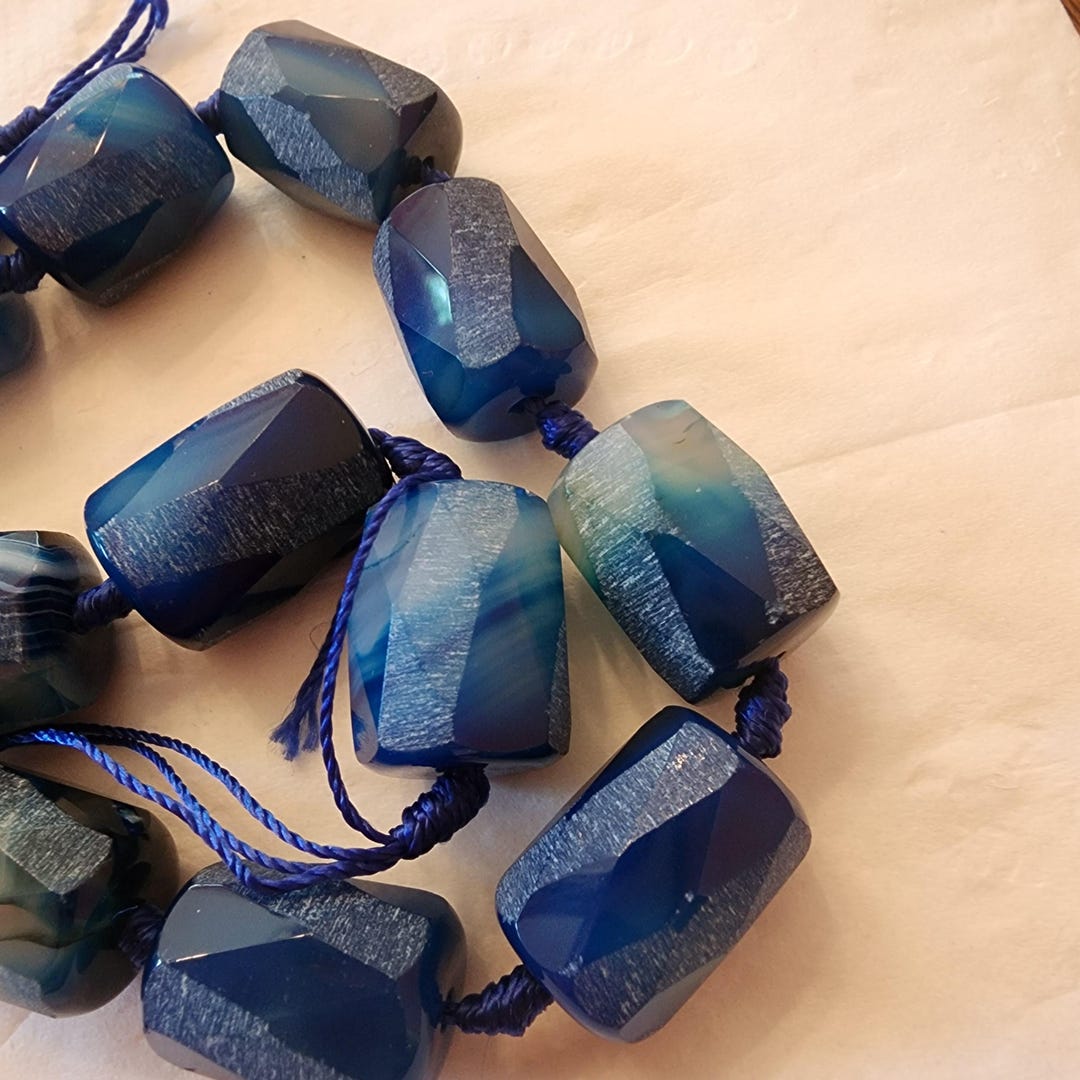 Blue & White Lace 12x19mm Faceted Tube Semiprecious Stone Beads - Etsy