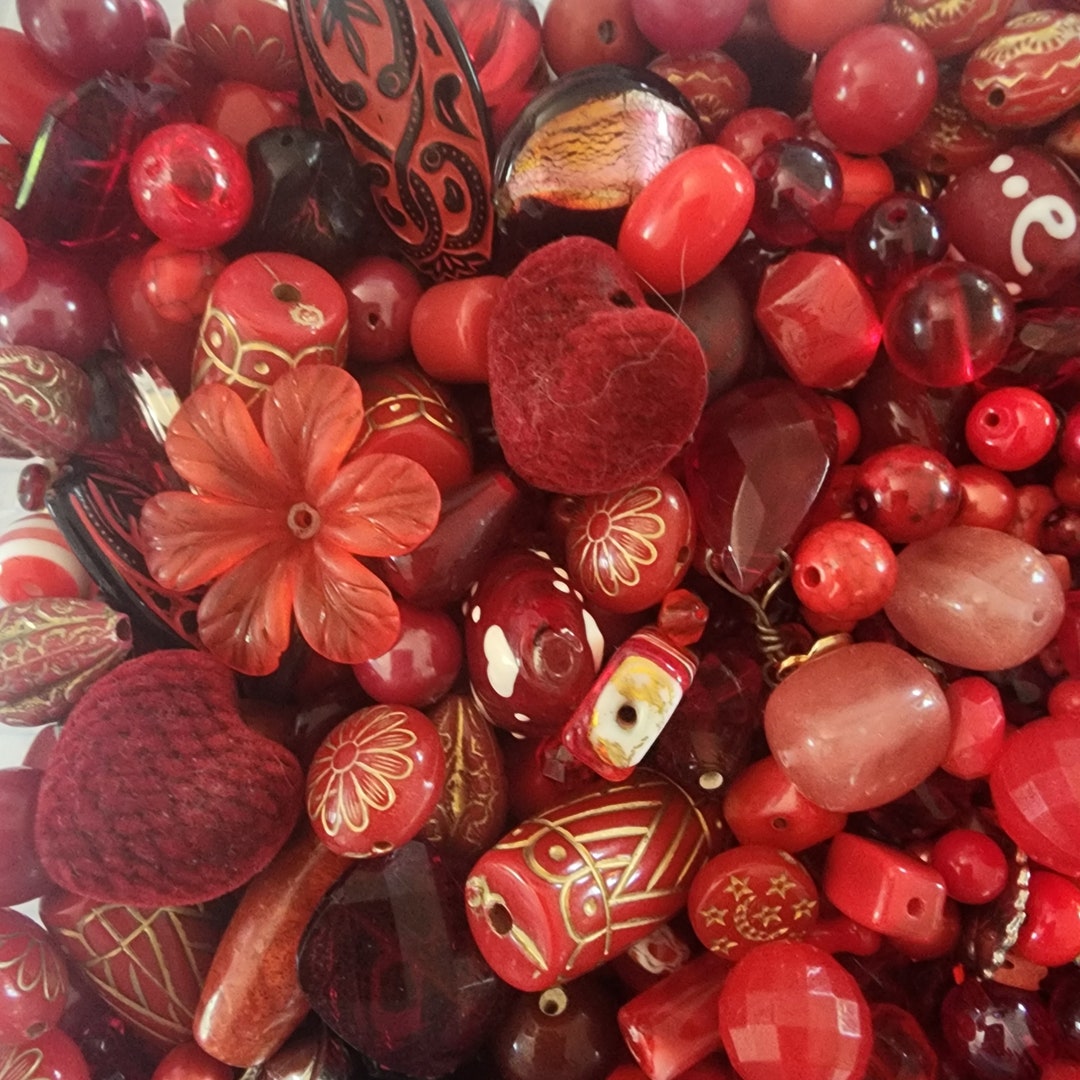 RED Bead Grab Bag With Premium Beads ONLY! 4mm-20mm - Etsy