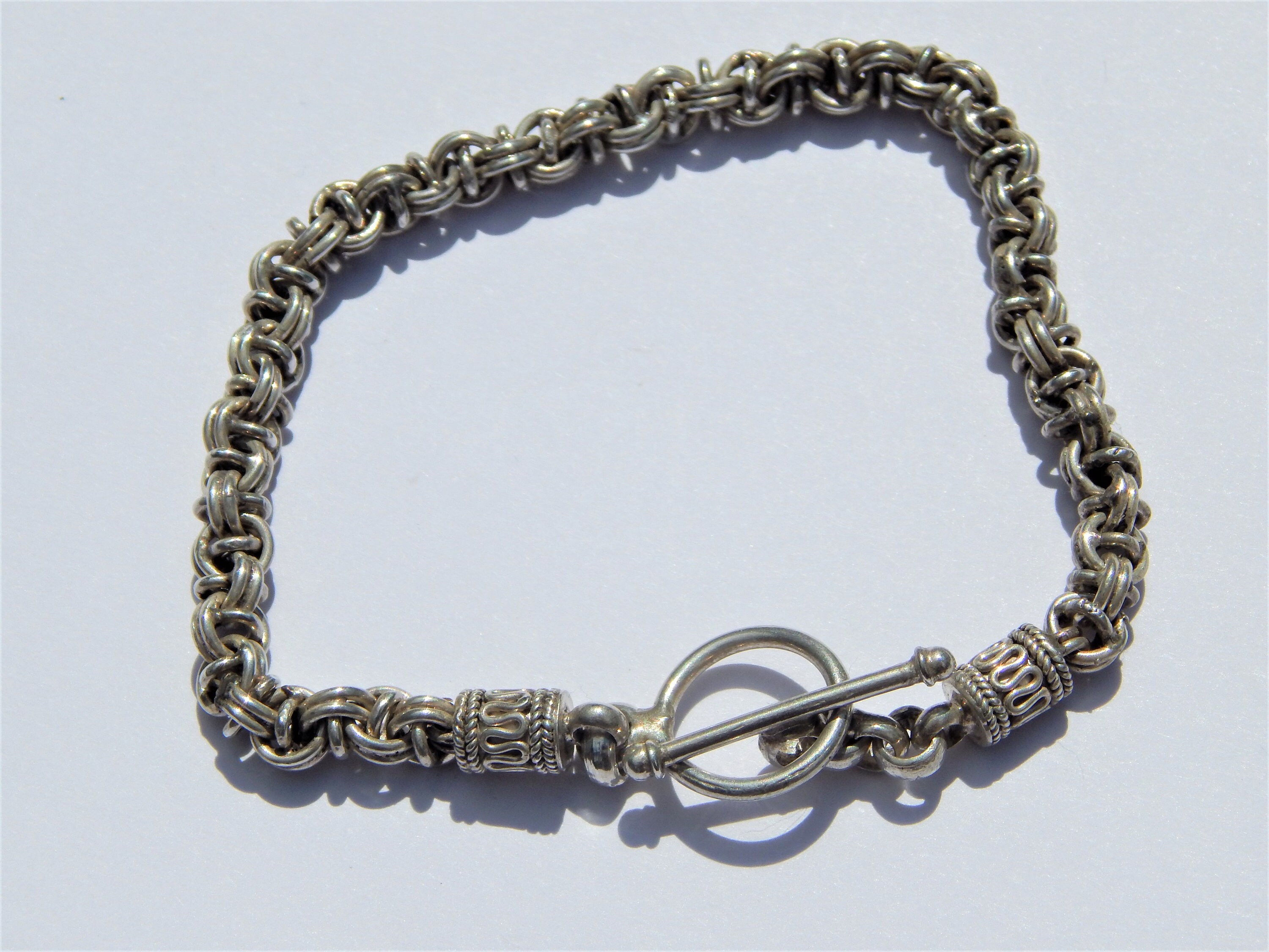 Sterling Silver Bracelet, 925 Sterling Silver Double Round Link Chain ...