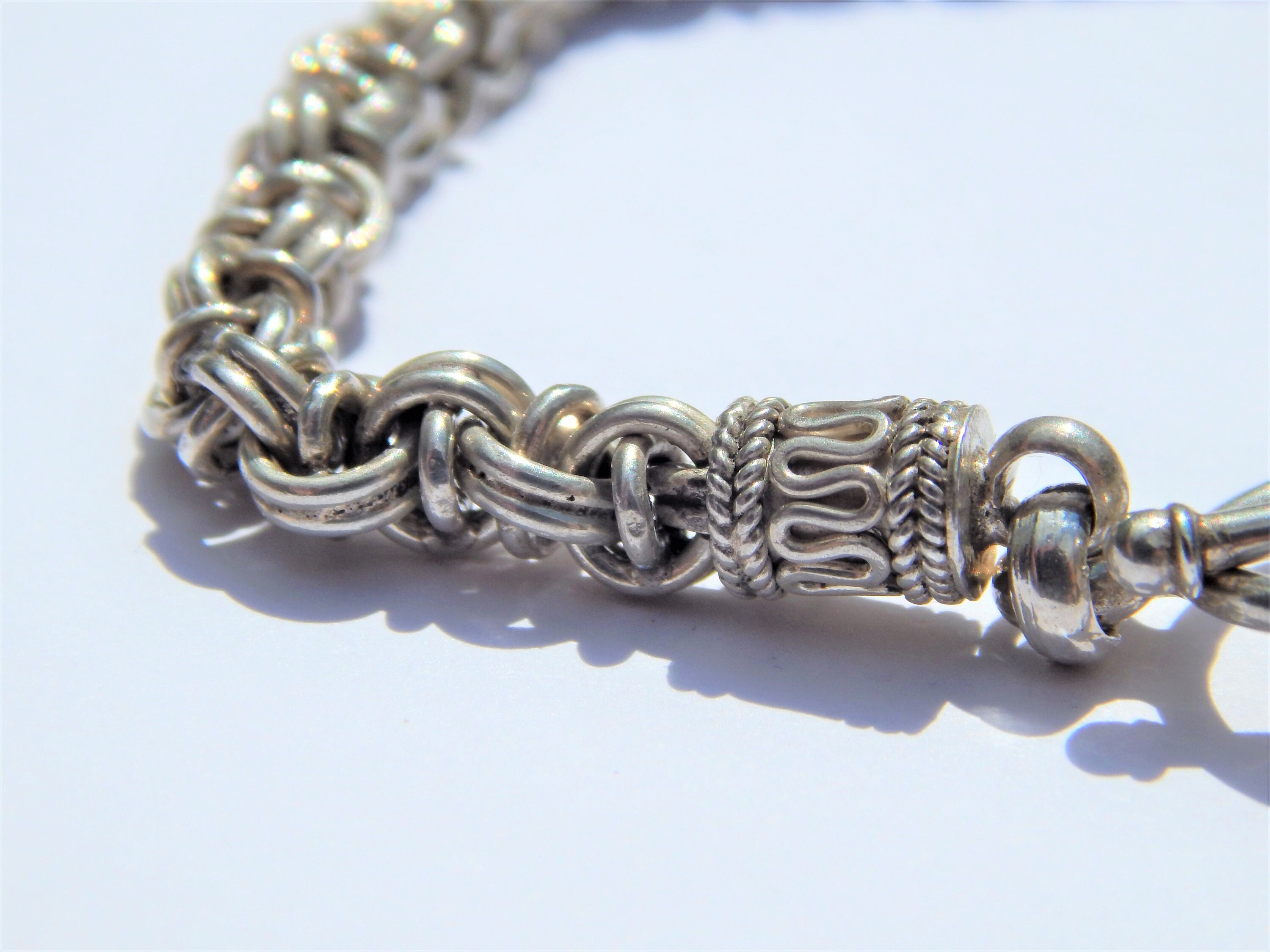 Sterling Silver Bracelet, 925 Sterling Silver Double Round Link Chain ...