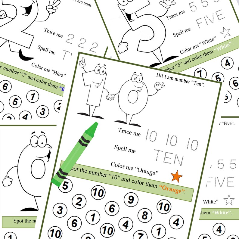 Number Tracing Worksheet for Preschool Through Kindergarten Number ...