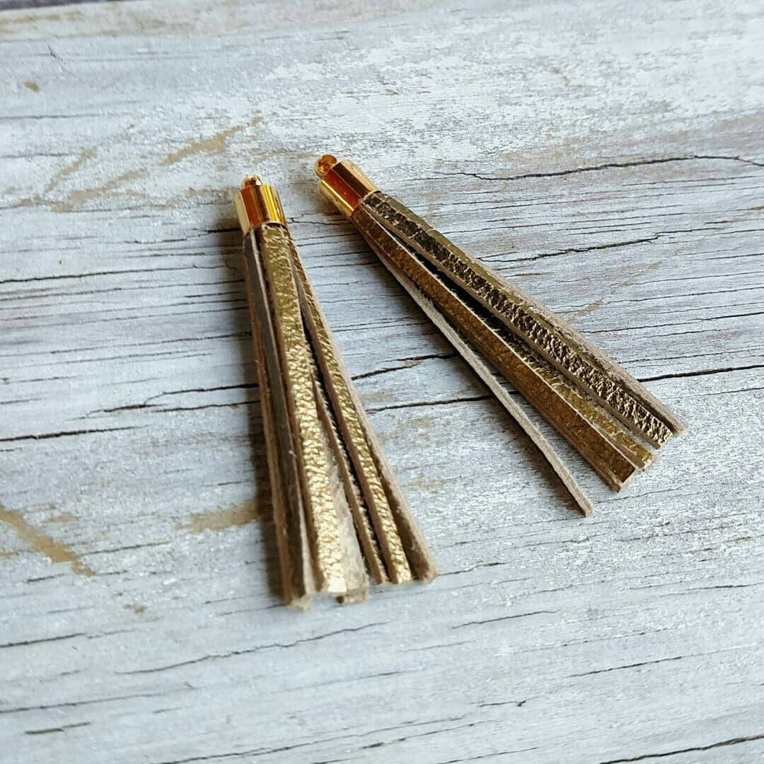 Metallic Gold Tassels, Set of 2, Jewelry Supplies,leather Tassels ...