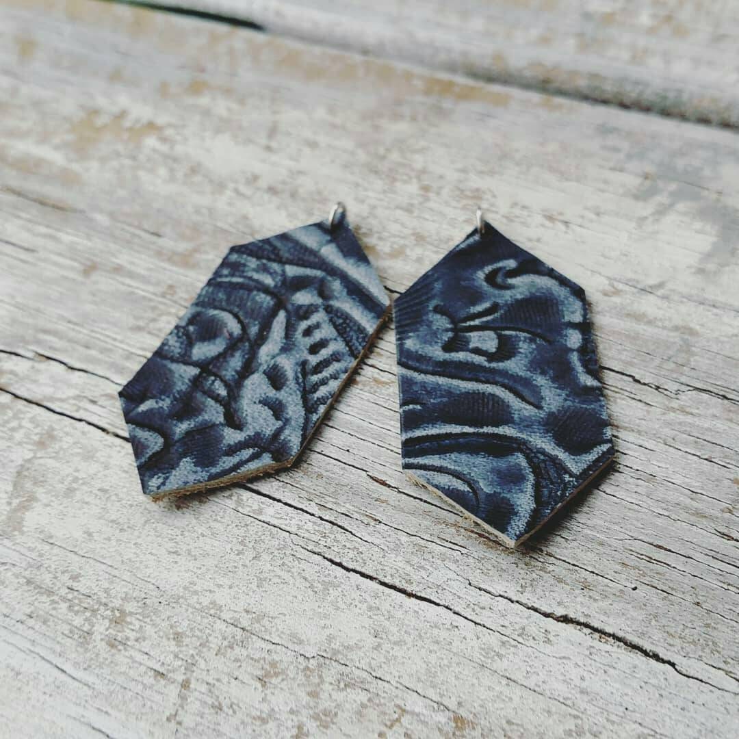 Blue Embossed Leather Diamond Cutouts, Tassel Jewelry Supplies (set of ...