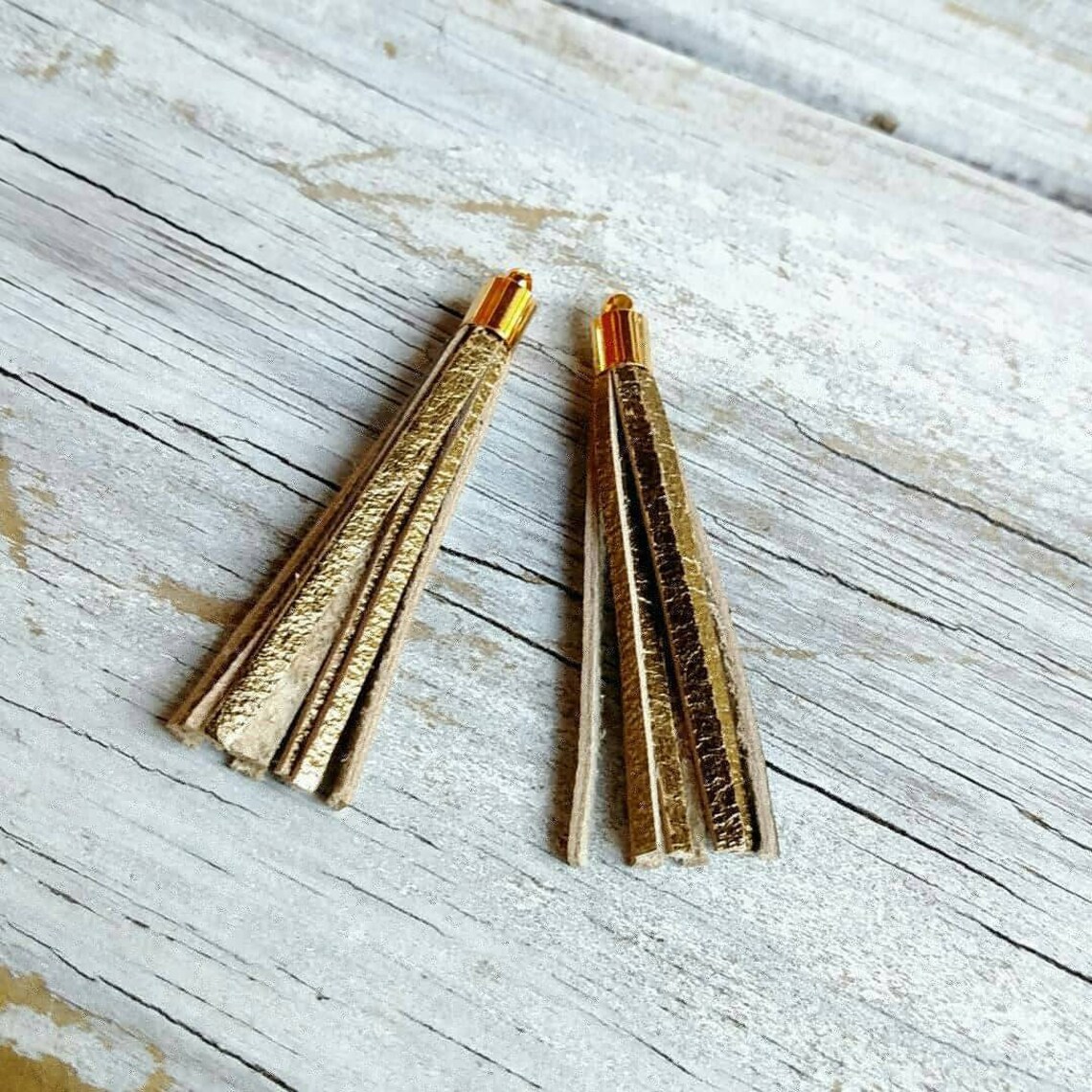 Metallic Gold Tassels, Set of 2, Jewelry Supplies,leather Tassels ...