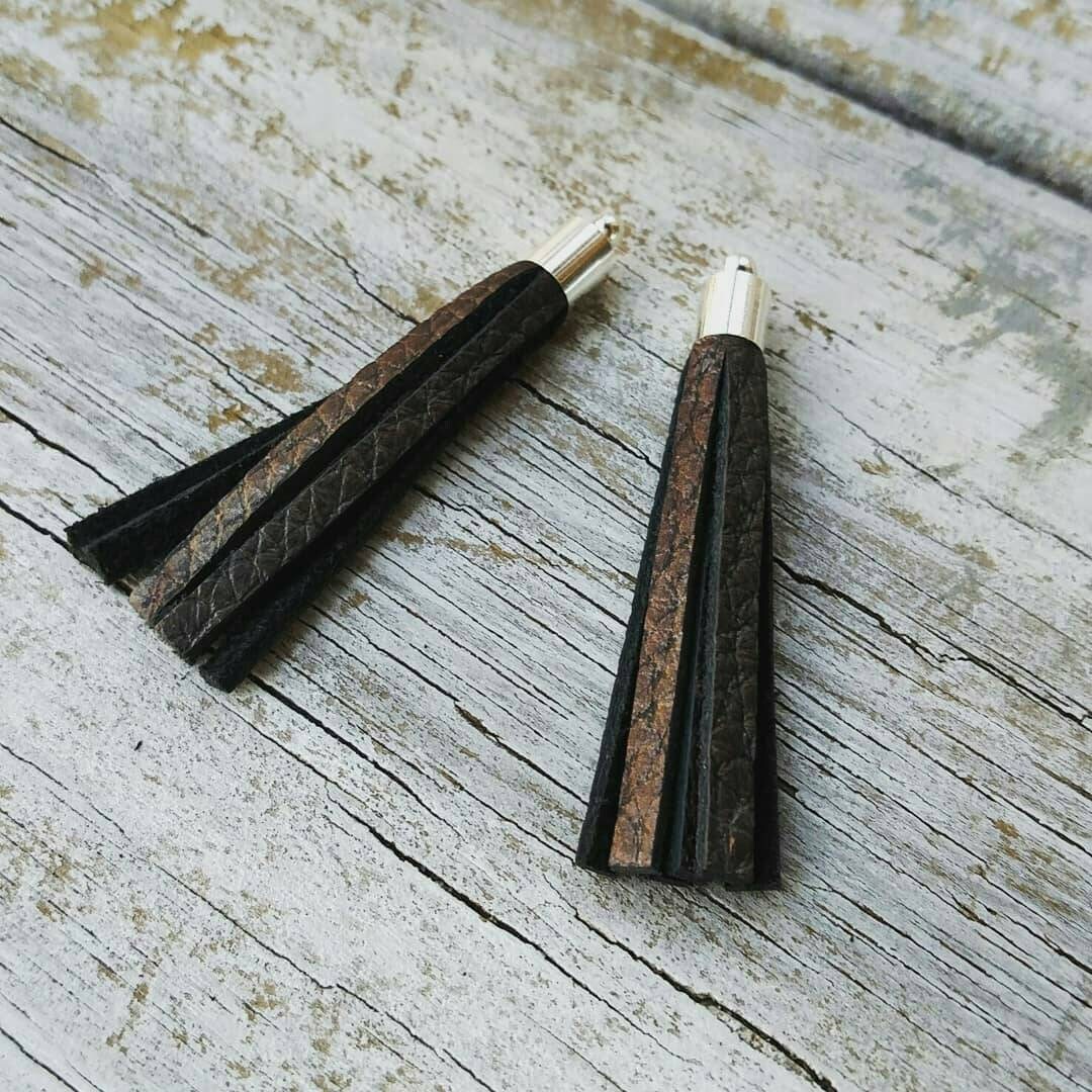 Bronze Tassels, 2" Long, Set of 2 Soft Bronze Black Leather Tassels ...