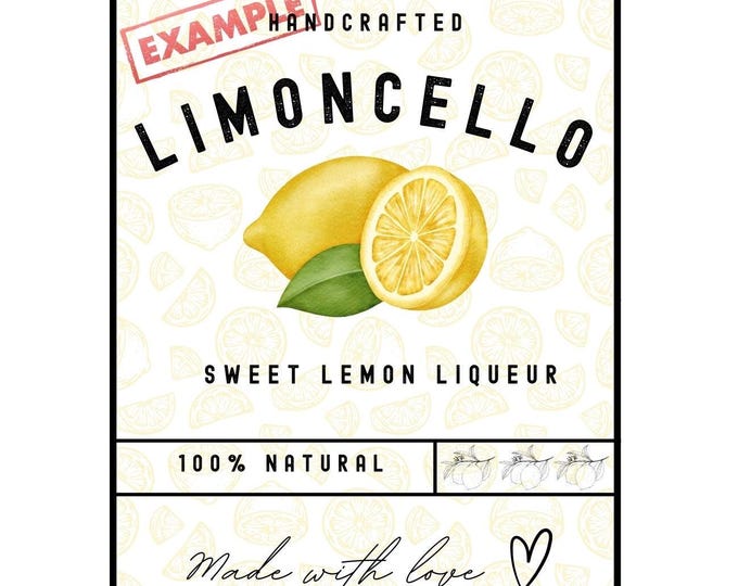 Editable Luxury Limoncello Bottle Label Template, Printable Homemade ...