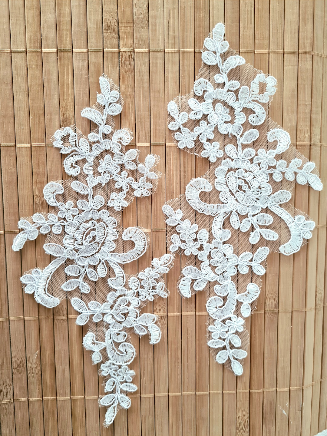1 Pair of Lace Application Flower Tendrils Bridal Lace, Wedding Lace ...