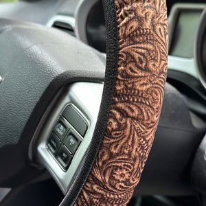 Tooled Leather Pattern Steering Wheel Cover - Etsy