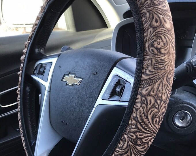 Tooled Leather Pattern Steering Wheel Cover - Etsy