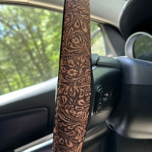 Tooled Leather Pattern Steering Wheel Cover - Etsy