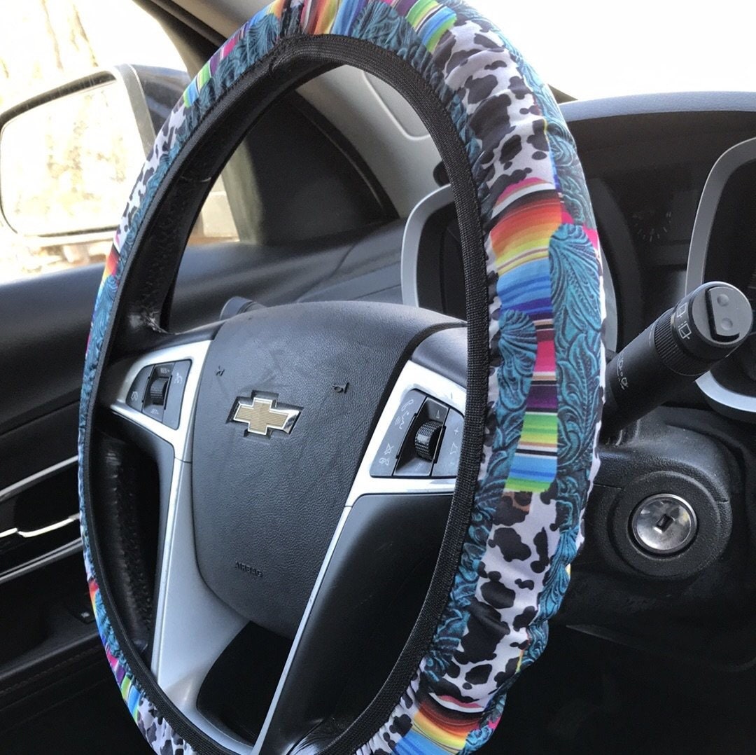 Serape, Cowhide and Tooled Leather Pattern Steering Wheel Cover - Etsy