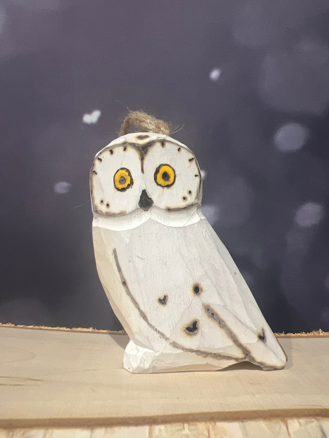 Wood Carved Snowy Owl Ornament - Etsy