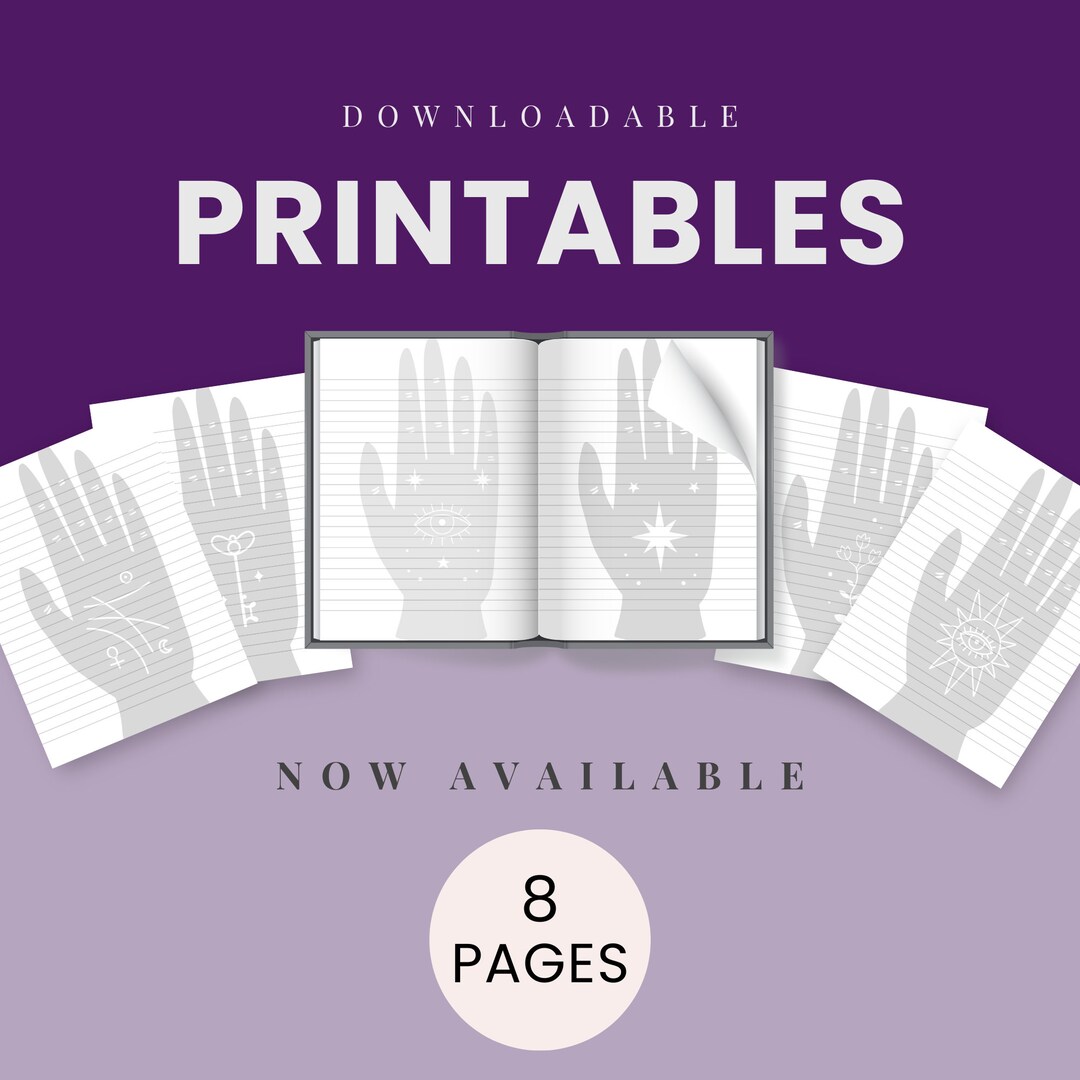 Witchy Wonders: Printable Witch Palm Lined Paper Set (8 Pages) - Etsy