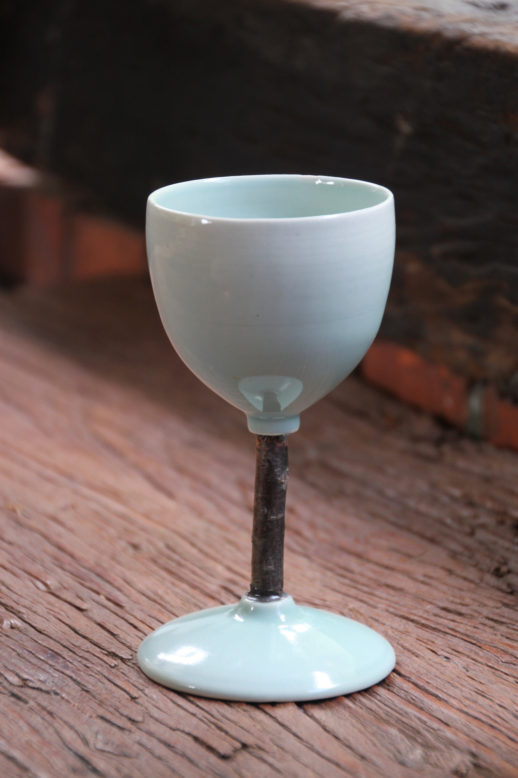Wine Goblets. Ceramic Wine Goblets With Sakura Wood. Dining Ware. Hand ...