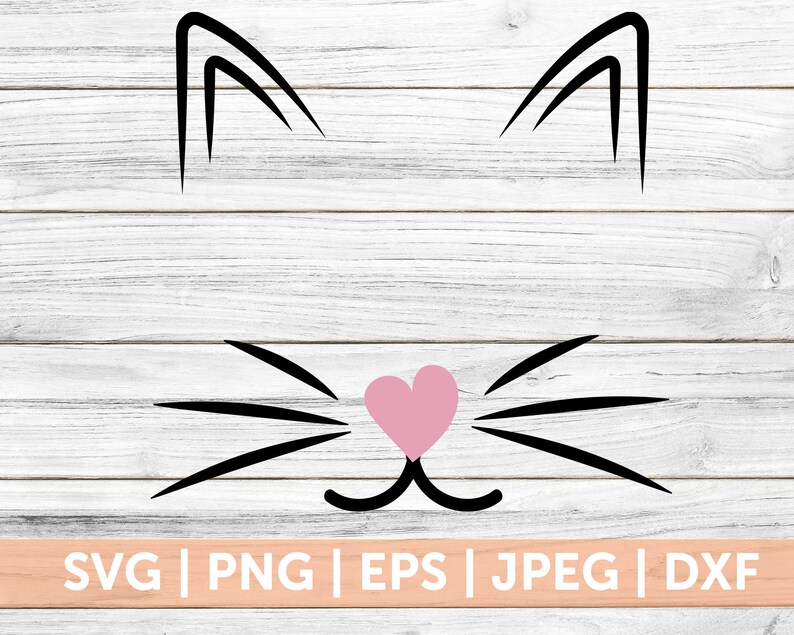 Cat Face Svg Kitten Whiskers Svg Cat Face Clipart Kitty Cat Etsy