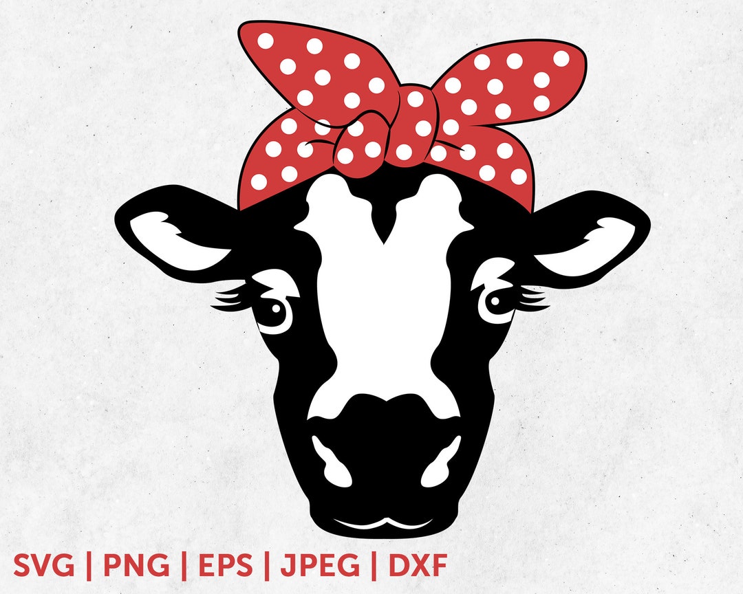 Cow Bandana Svg, Cow Face Svg, Cow Face Clipart, Farm Svg, Heifer Svg ...