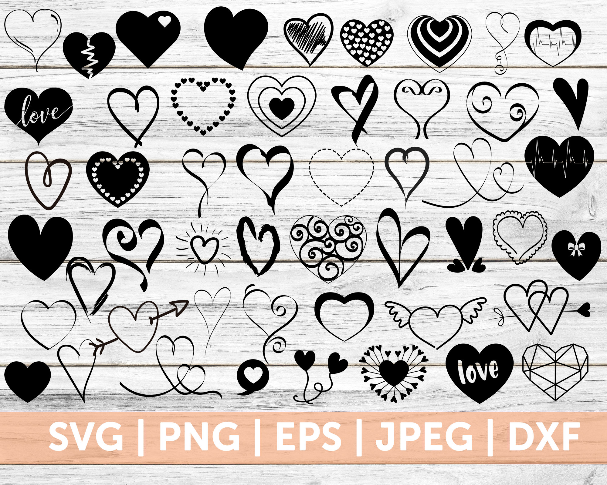 Heart Svg Bundle Hearts Bundle Heart Cut Files Love Svg - Etsy