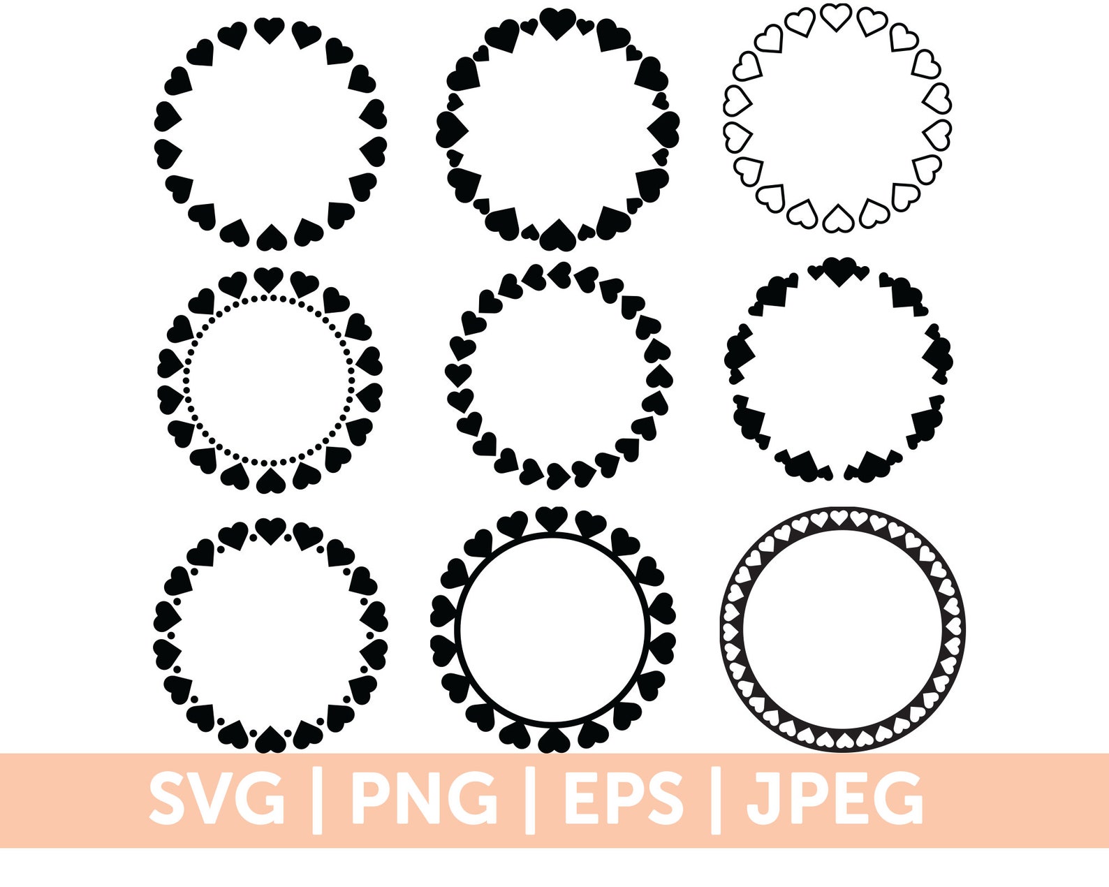 Heart Circle Monogram Frame Svg Heart Svg Frame SVG Files | Etsy