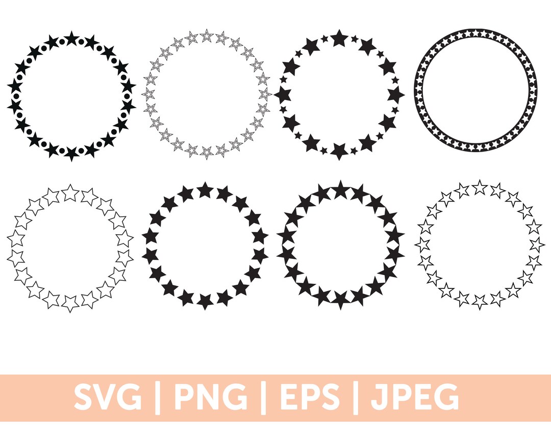 Star Circle Monogram Frame Svg, Star Svg, Frame SVG Files for Cricut ...