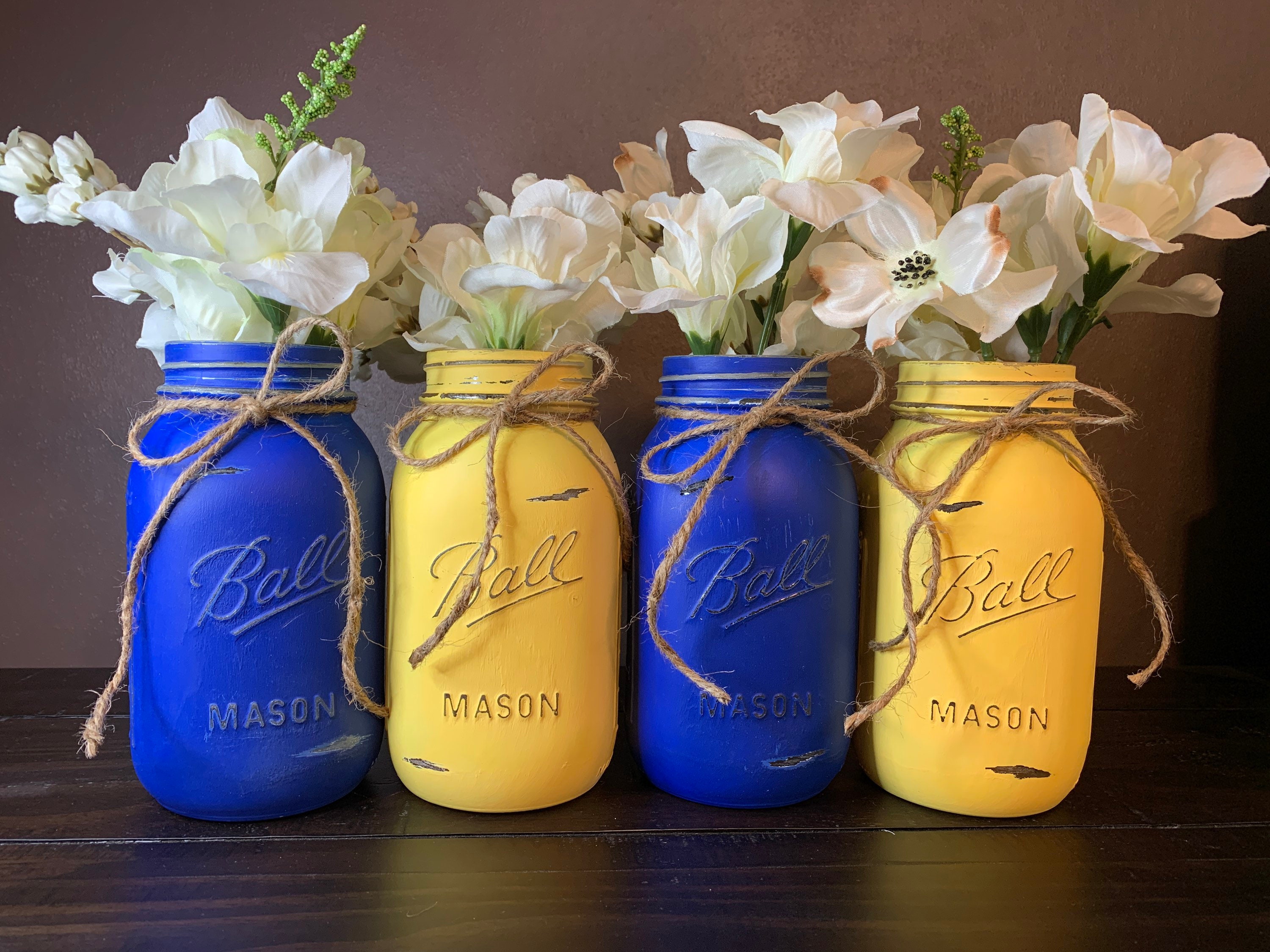 Yellow And Blue Wedding Centerpieces