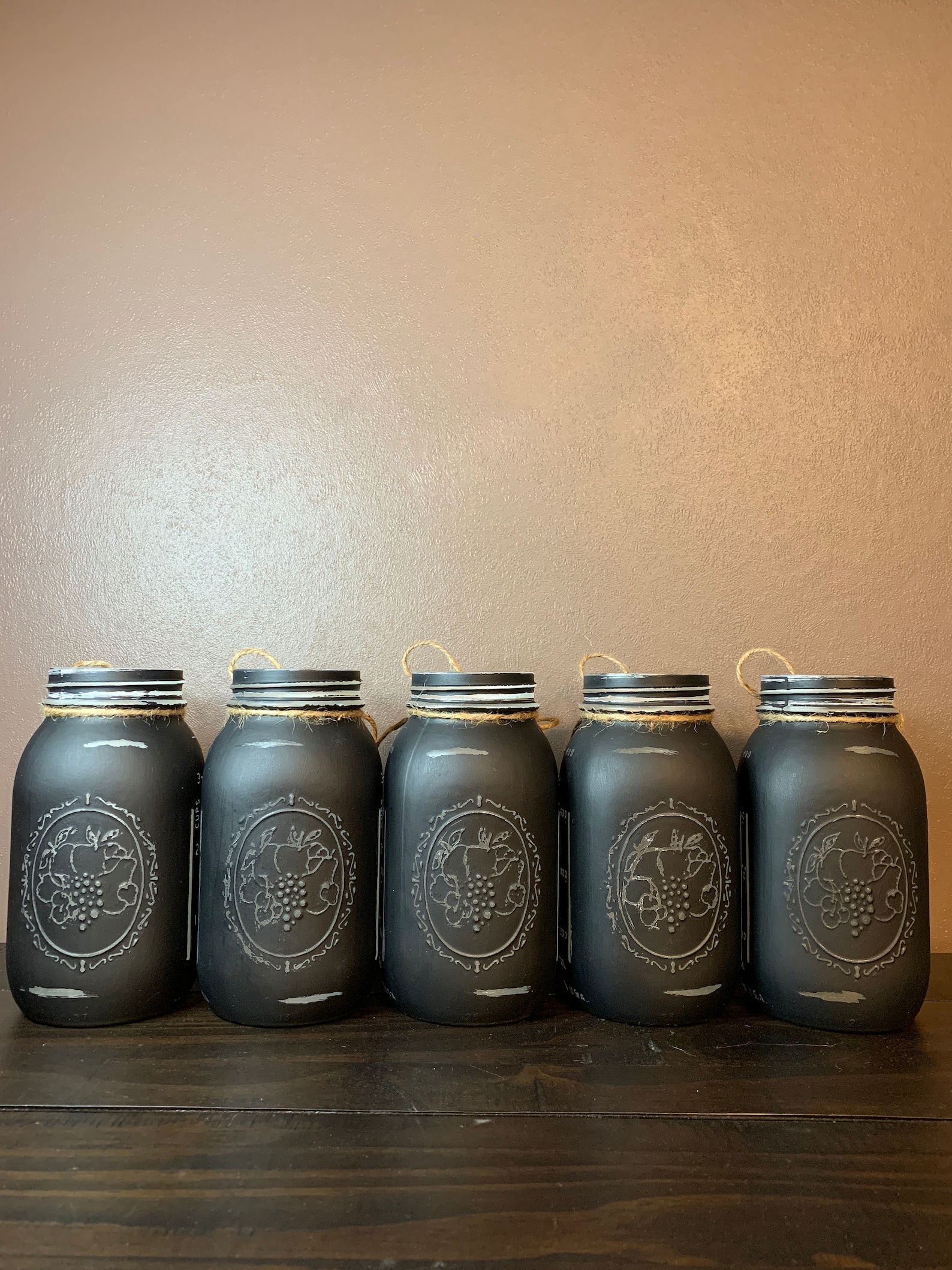 Painted Mason Jar Decor Black Mason Jar Decor Farmhouse - Etsy