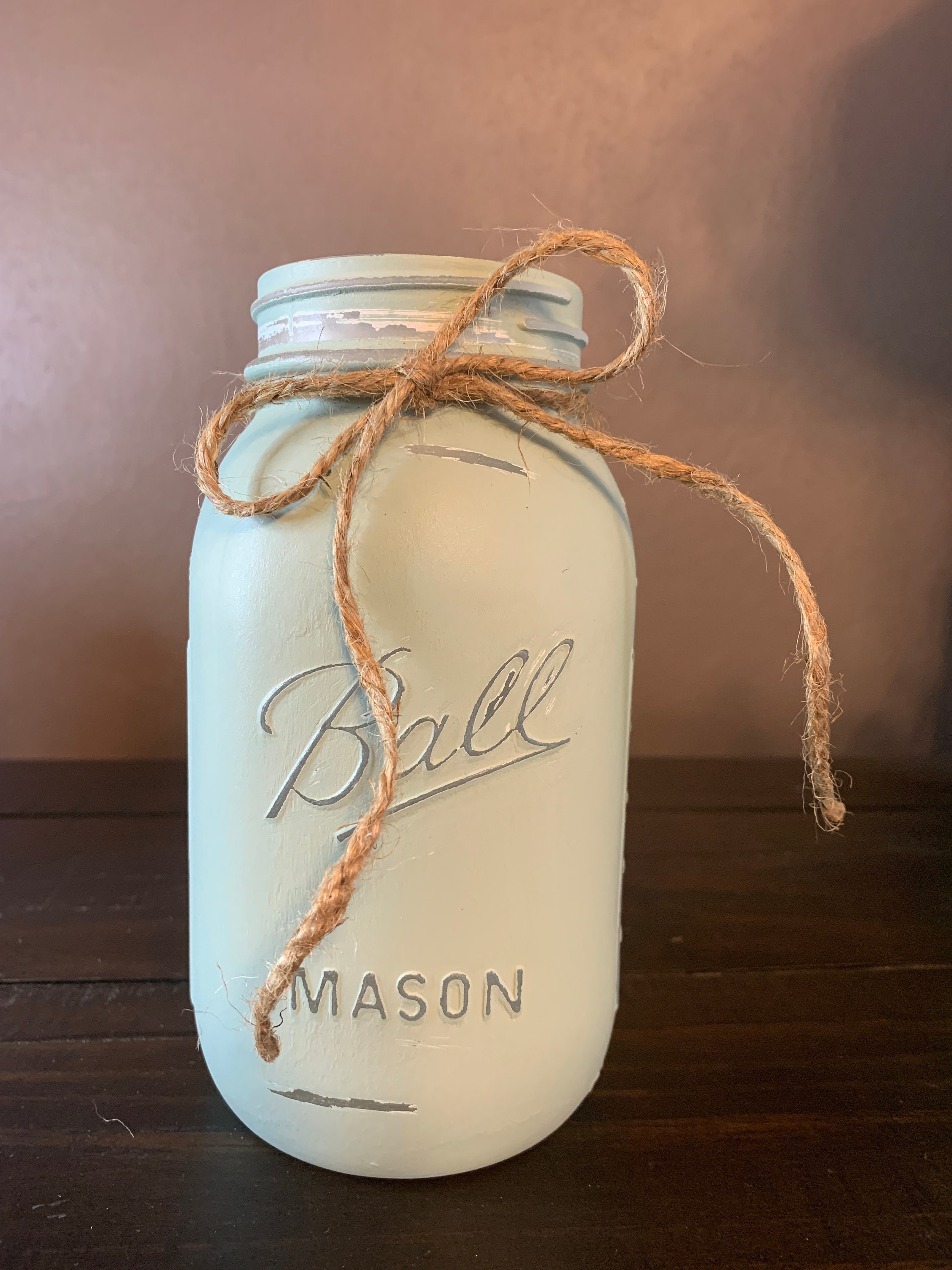 Set of 4 Painted and Distressed Mason Jars. Rustic Farmhouse | Etsy