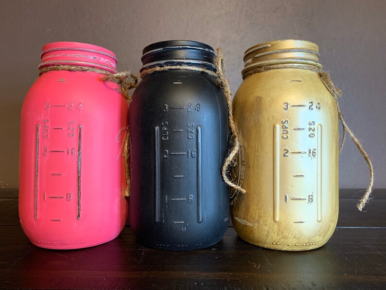 Set of 3 Painted and Distressed Mason Jars. Rustic Vintage - Etsy