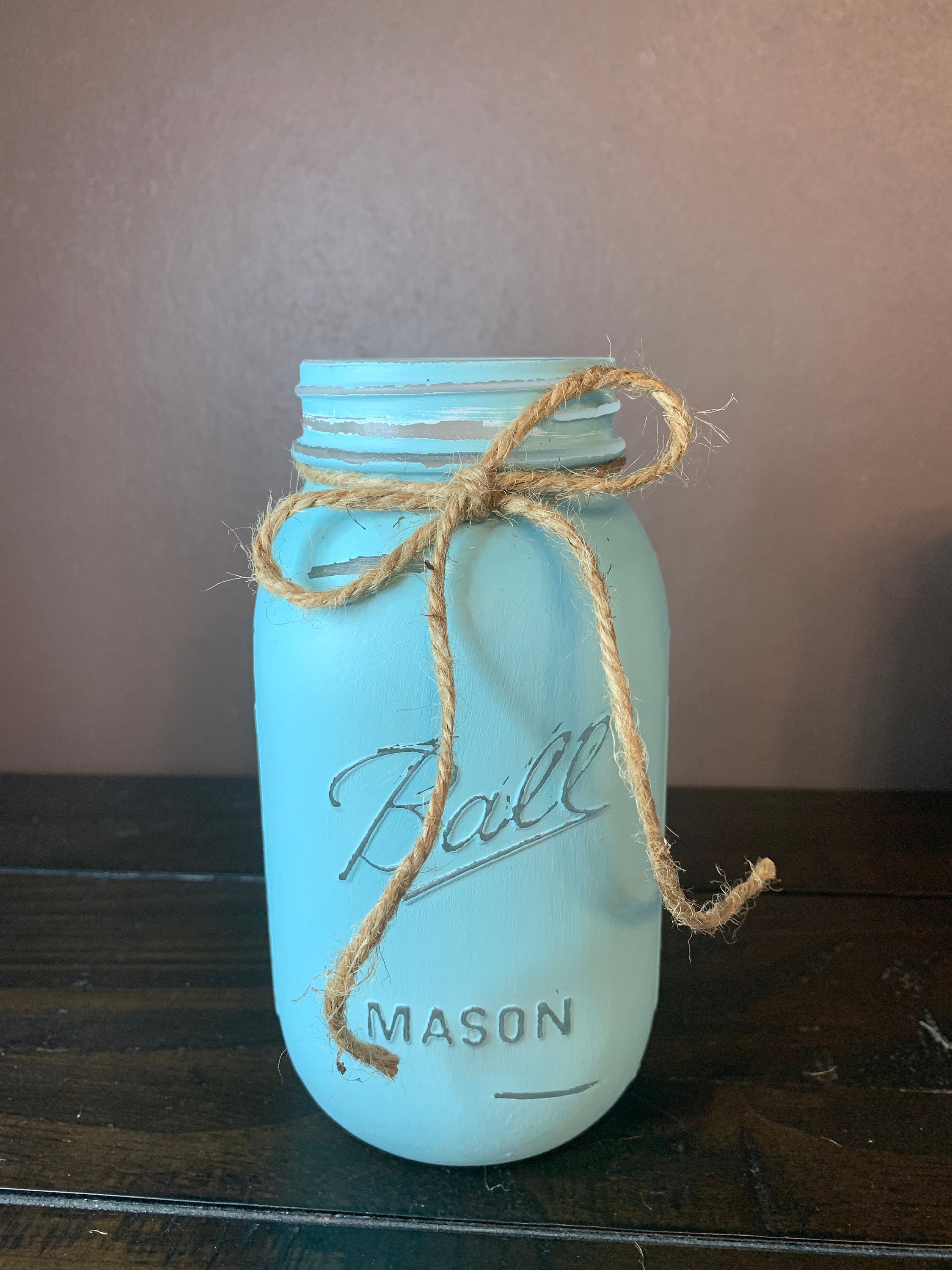 Set of 4 Painted and Distressed Mason Jars. Rustic Farmhouse | Etsy