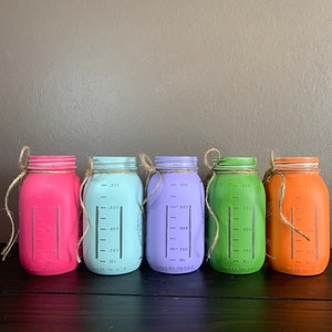 5 Painted Mason Jars Birthday Party Centerpiece Wedding - Etsy
