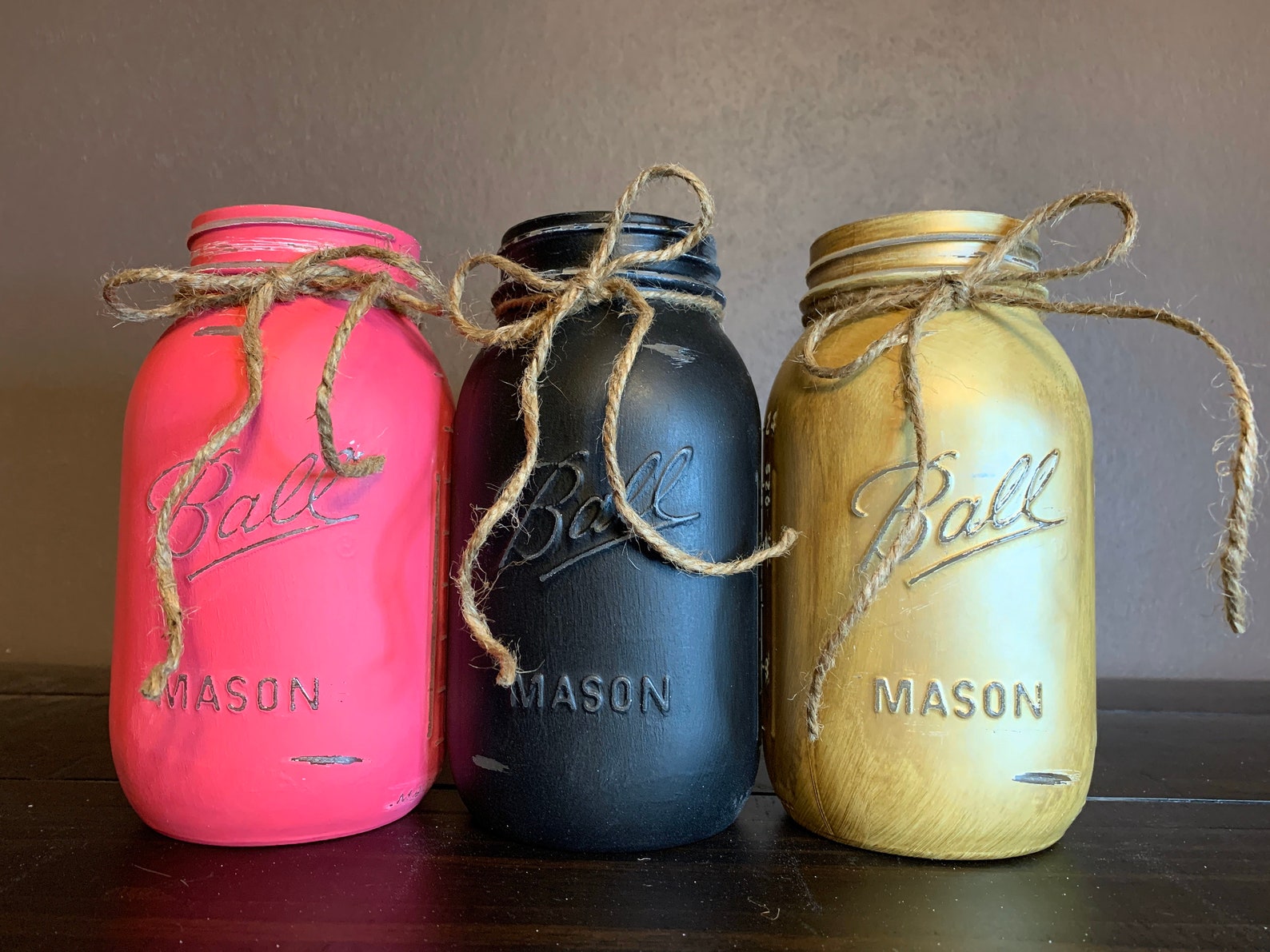 Set of 3 Painted and Distressed Mason Jars. Rustic Vintage - Etsy